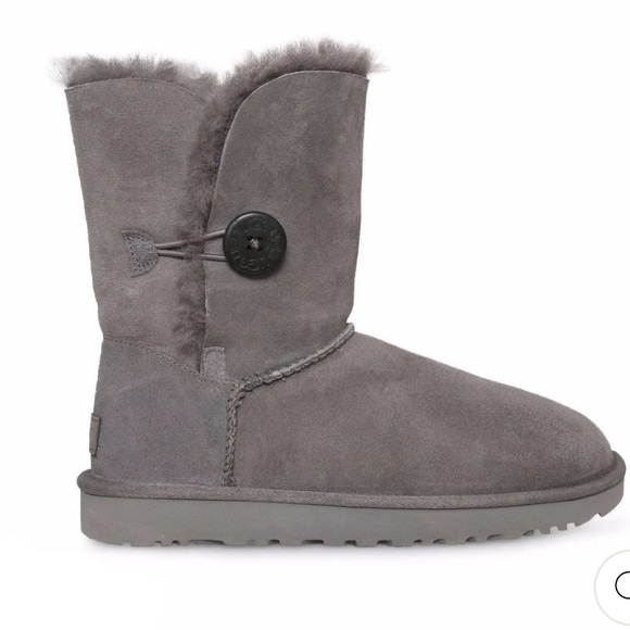 UGG | Shoes | Ugg Bailey Button Grey Boots Soft Sheep Skin Soft Womans Winter | Poshmark